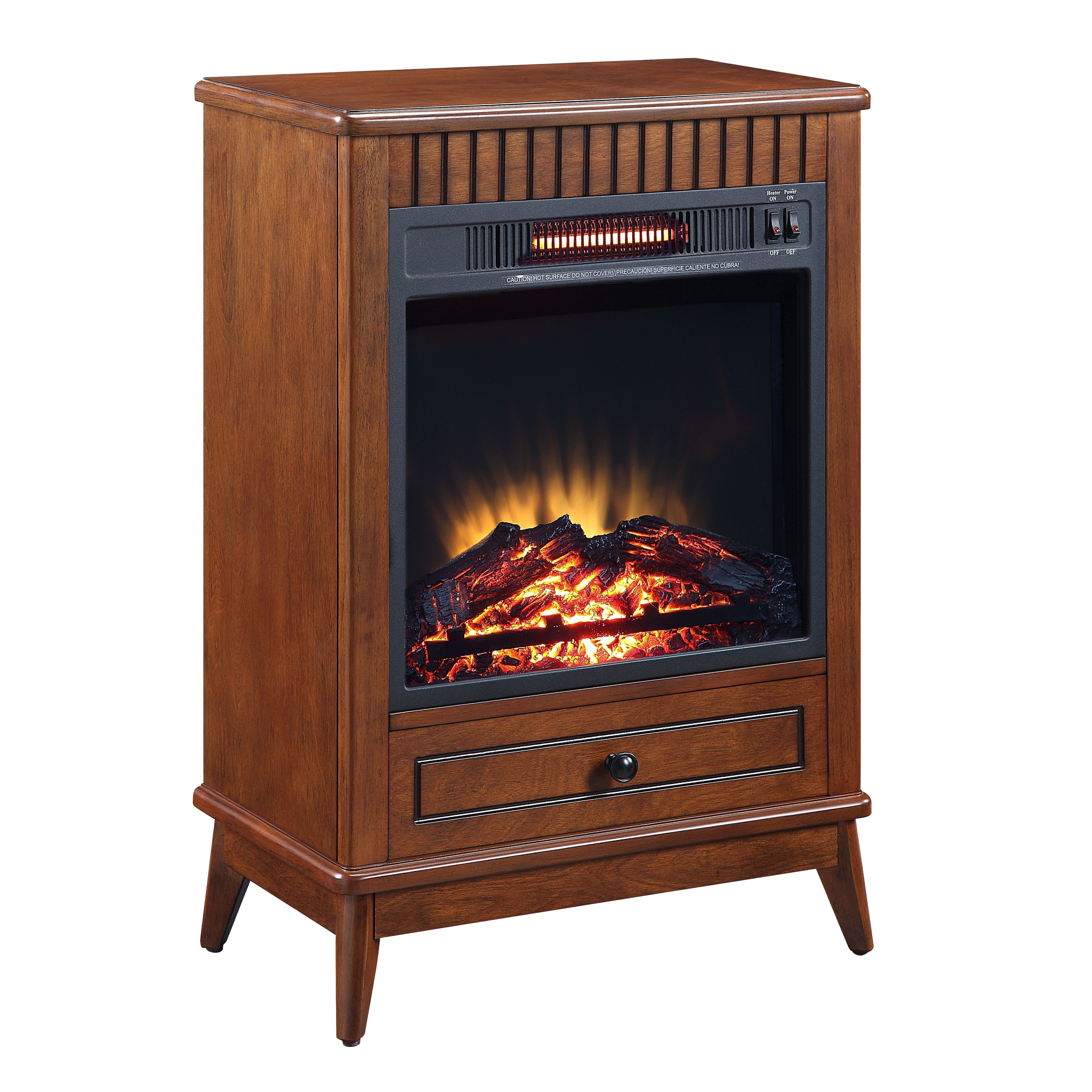 liquidationspots.com: Hamish 1 Drawer Fireplace (Walnut Finish)