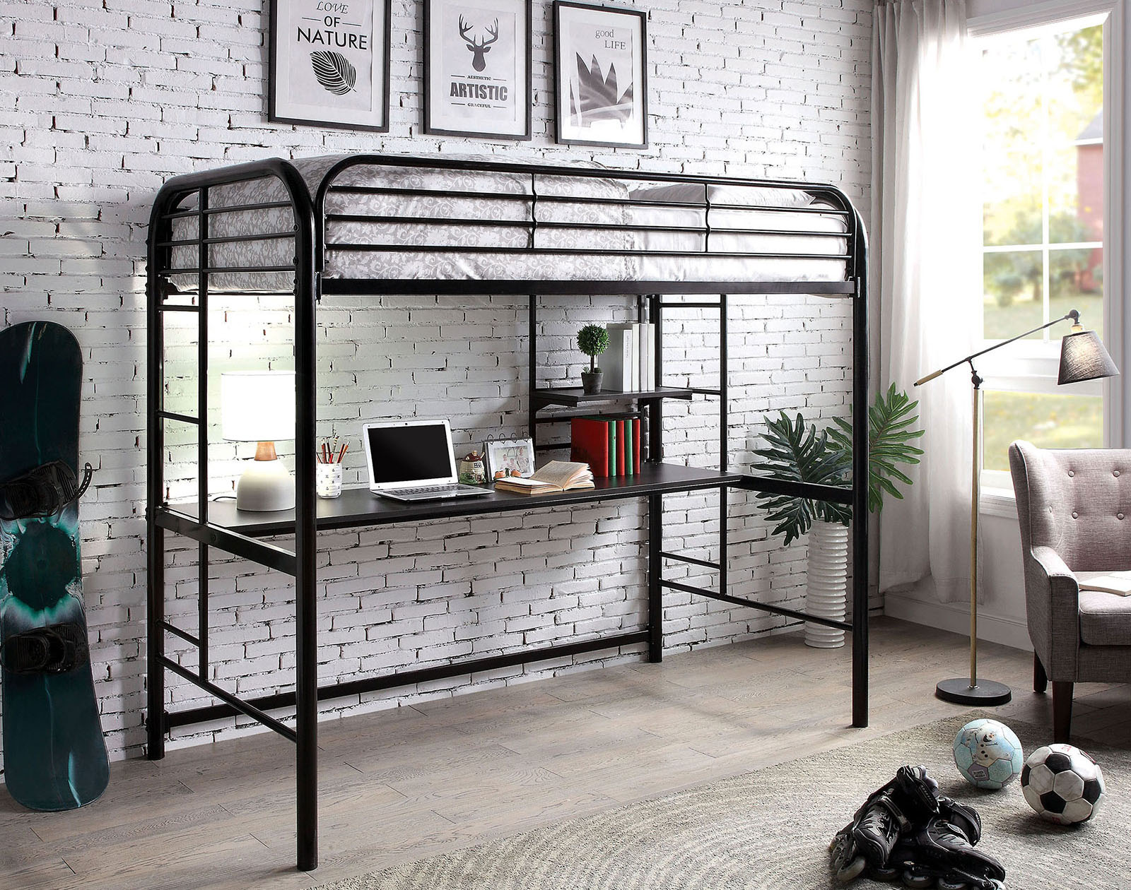 liquidationspots.com: Twin Loft Bed, Black