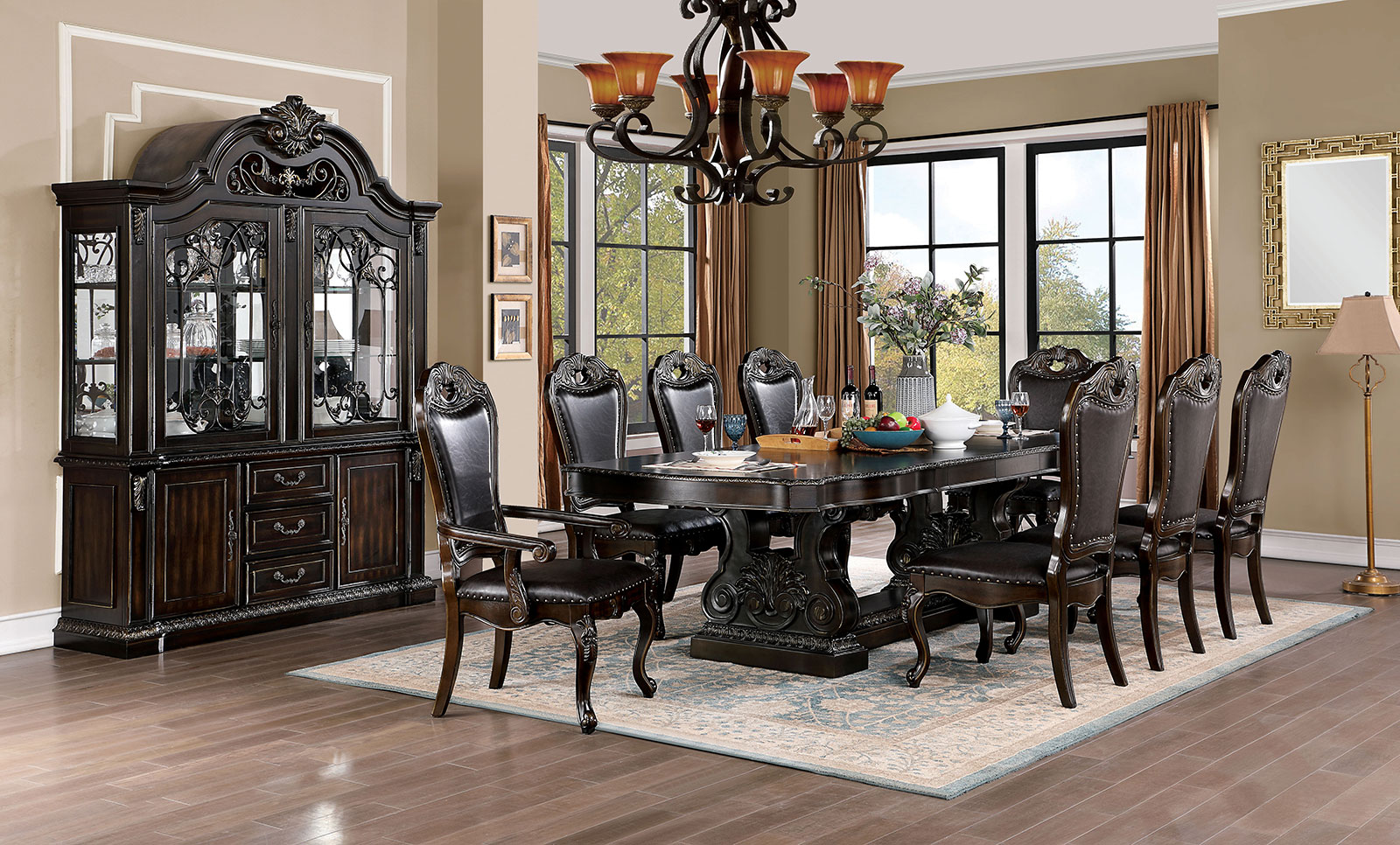 liquidationspots.com: 9 Pc. Dining Table Set (2AC+6SC)