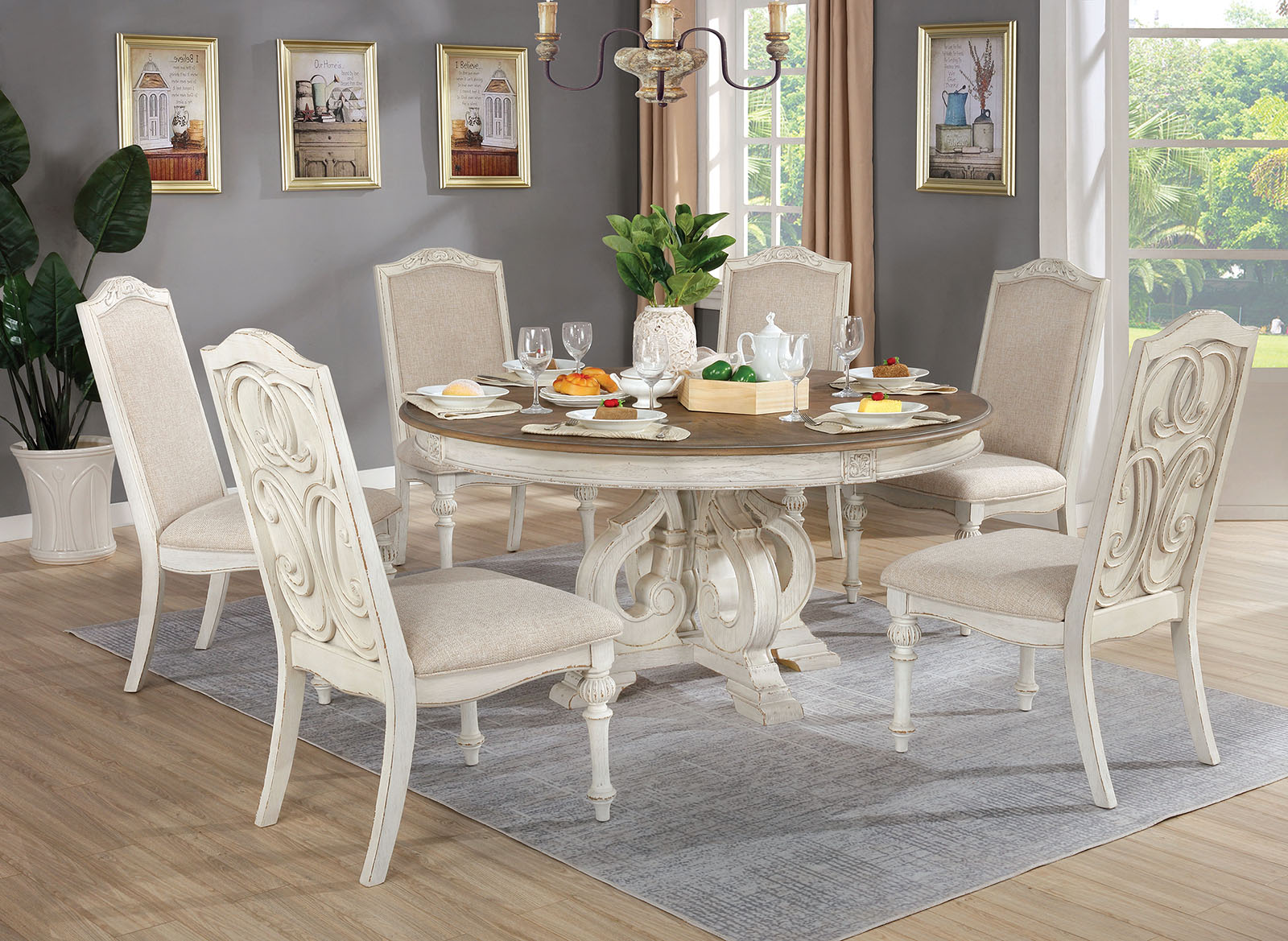 liquidationspots.com: 7 Pc. Round Dining Table Set