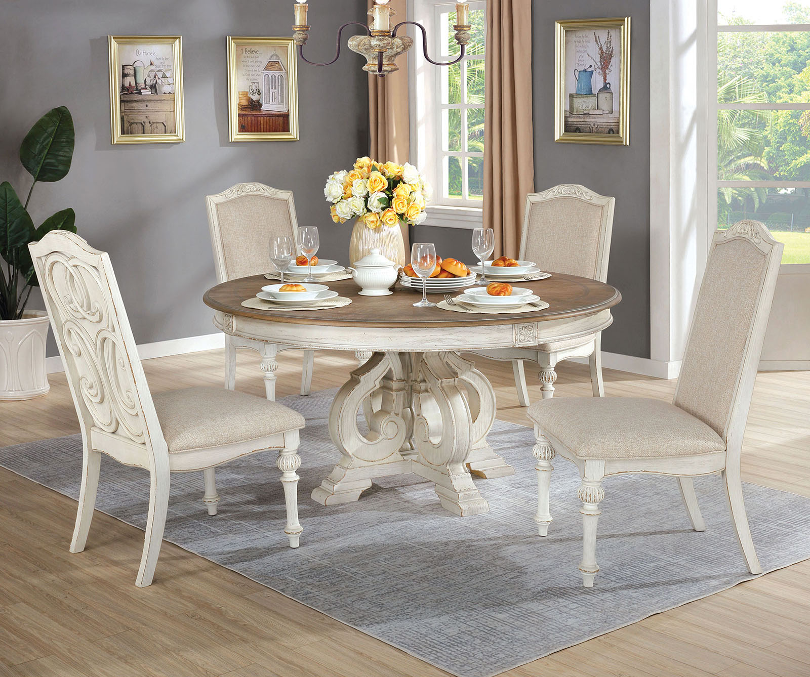 liquidationspots.com: Round Dining Table, Antique White