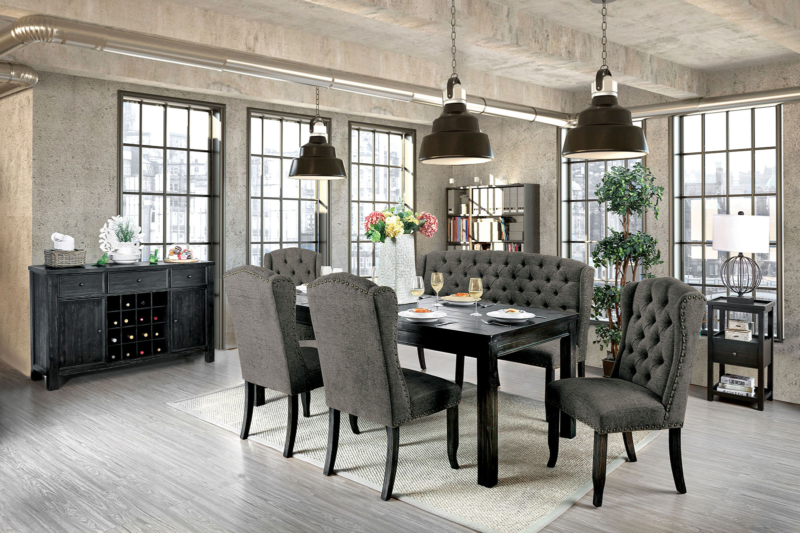 liquidationspots.com: 6 Pc. Dining Table Set w/ 3-Seater Bench
