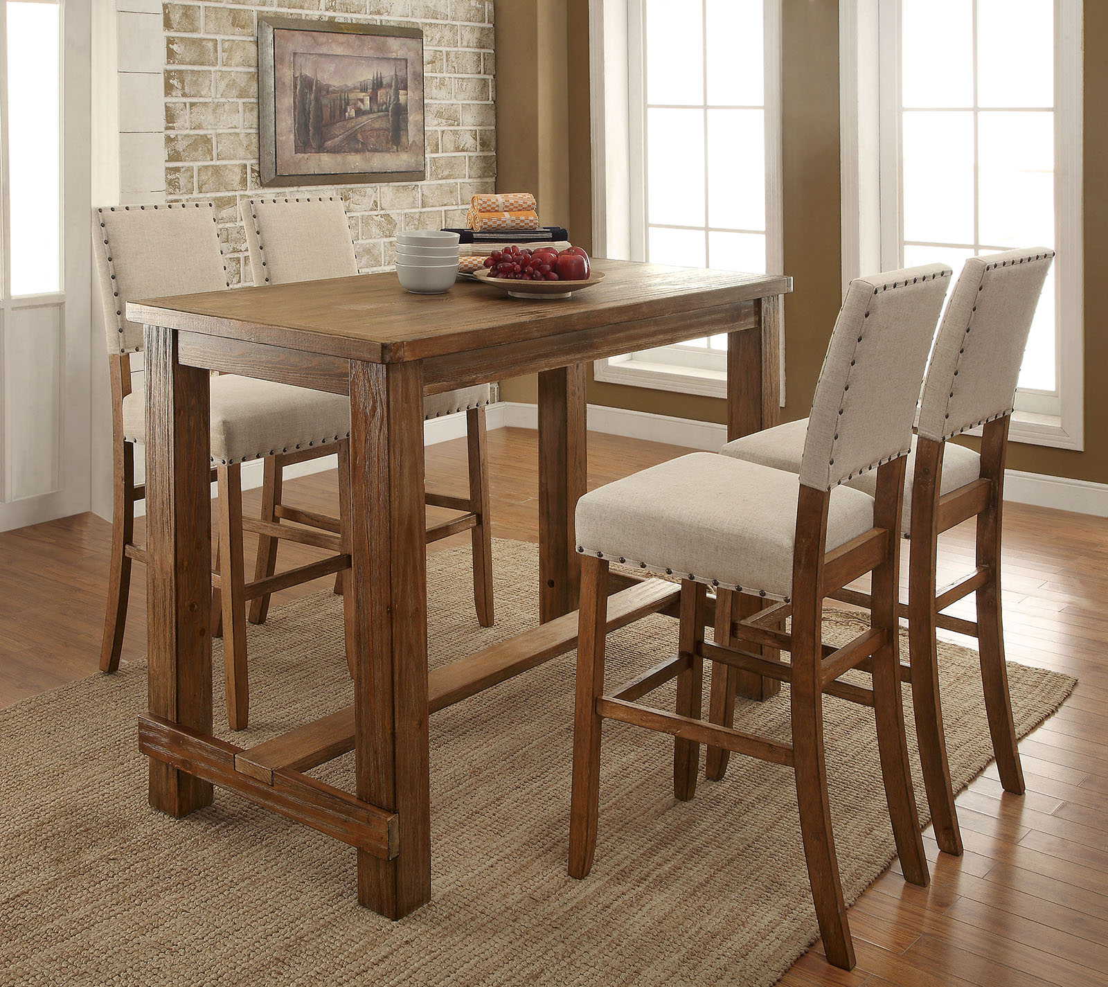 liquidationspots.com: 5 Pc. Bar Table Set, Rustic Oak