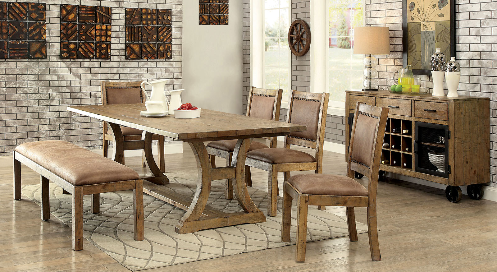 liquidationspots.com: 7 Pc. Dining Table Set (w/ 2 Wingback Chairs)