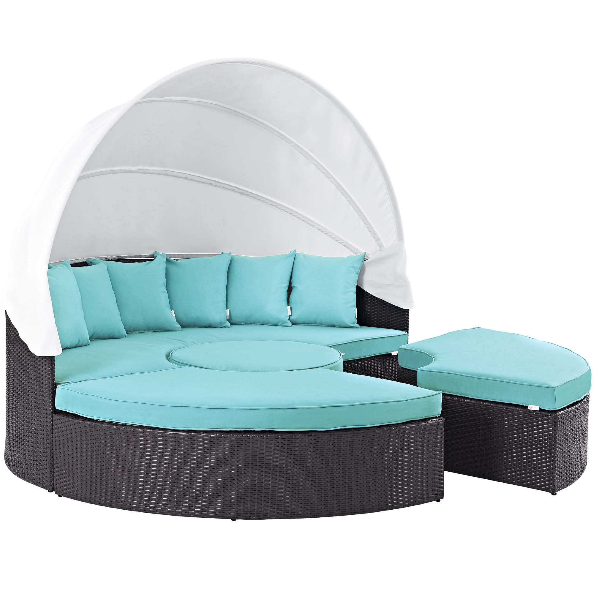 liquidationspots.com: Quest Outdoor Patio Wicker Rattan Canopy Sectional Daybed by Modway
