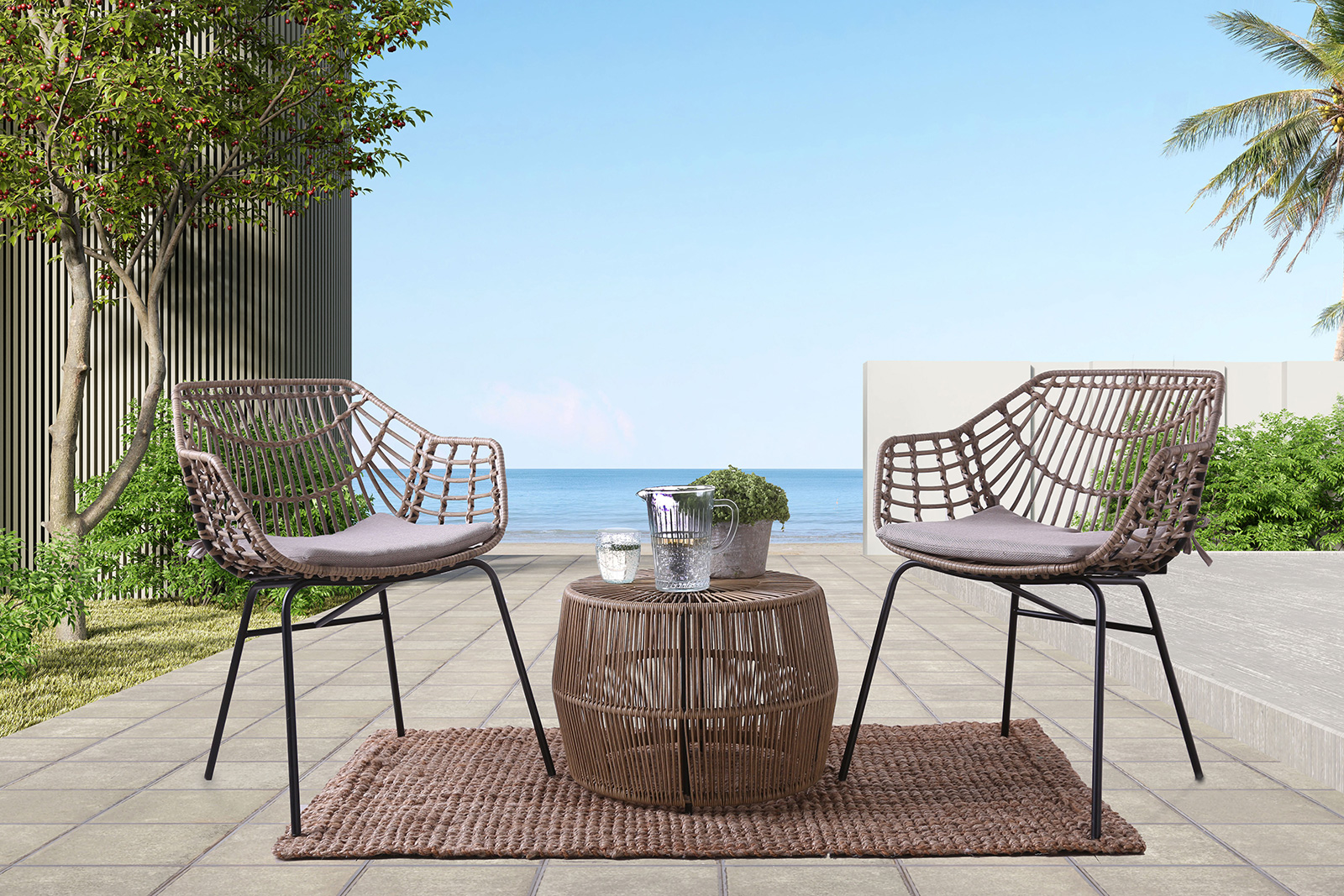 liquidationspots.com: 3 Pc. Patio Conversation Set, Natural