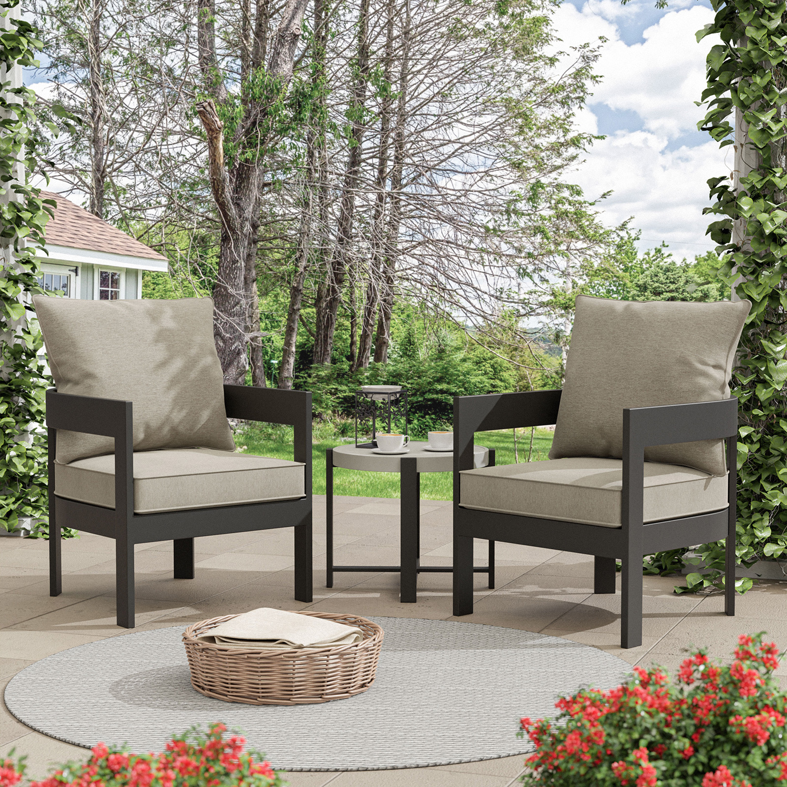 liquidationspots.com: 3 Pc. Patio Set, Black/Light Brown