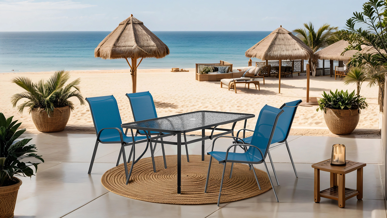 liquidationspots.com: 5 Pc. Outdoor Dining Set, Blue