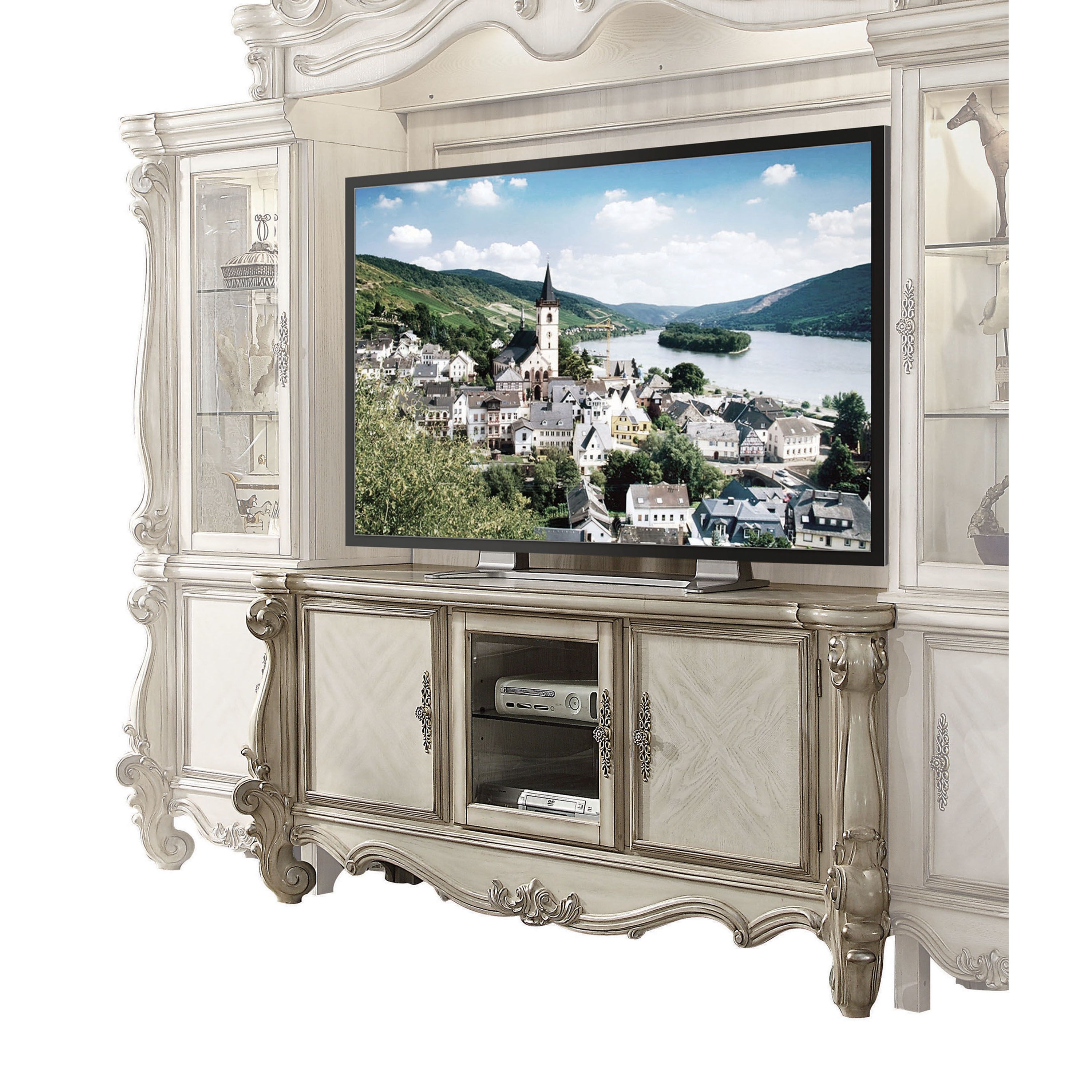 liquidationspots.com: Versailles 74"L Rectangular TV Stand (Bone White)