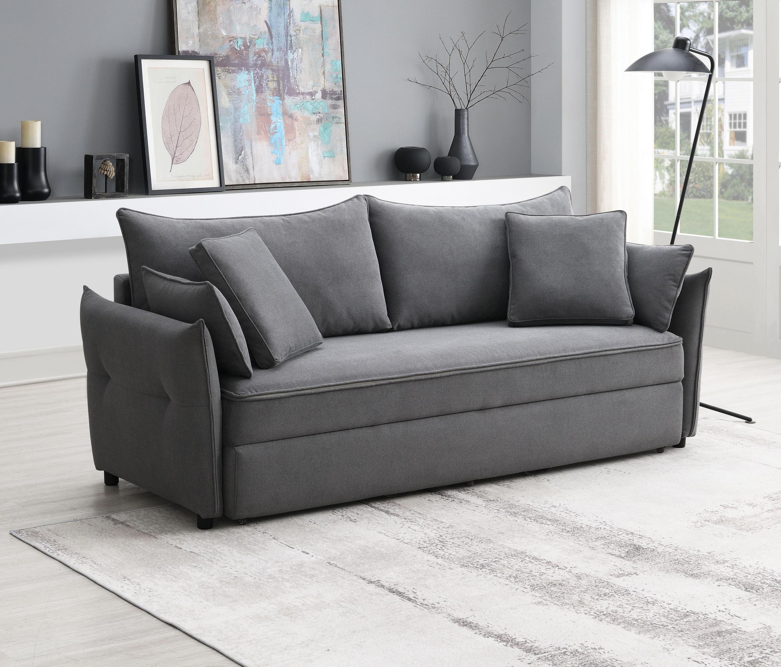 liquidationspots.com: Irina 87"L Sofa w/Sleeper (Gray Fabric)